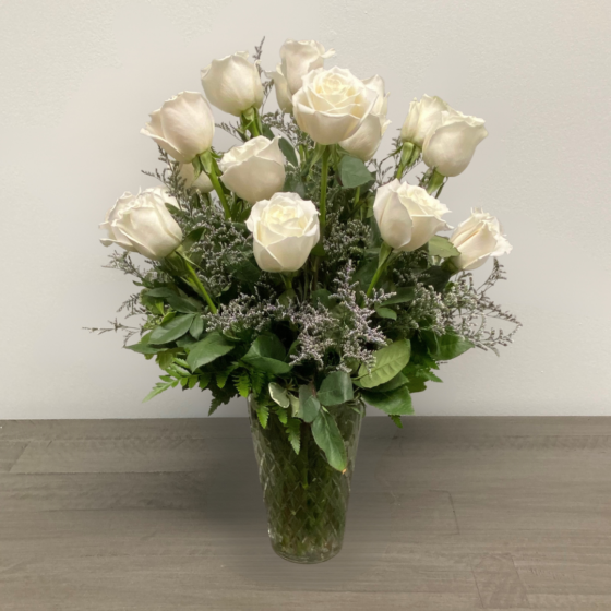 24 Roses Arr. Filler & Greens – Nunan Florist and Greenhouses